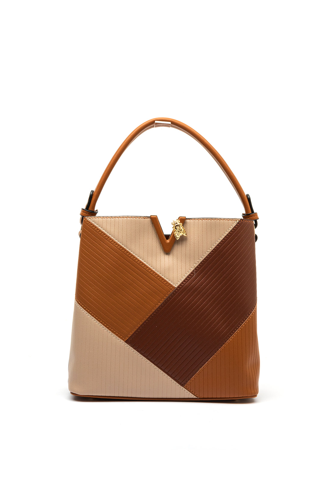 Zen Collection Bee Colour Block Grab Bag, Brown - McElhinneys