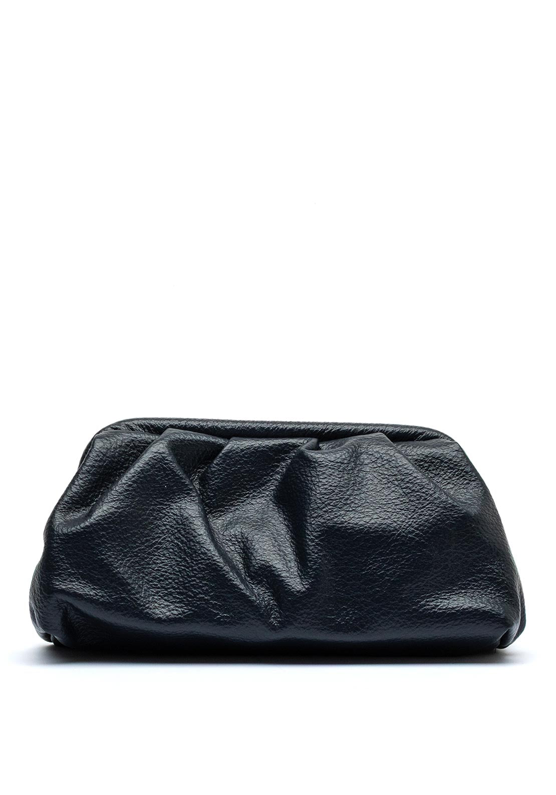 Zen Collection Faux Leather Gathered Clutch Bag, Navy - McElhinneys
