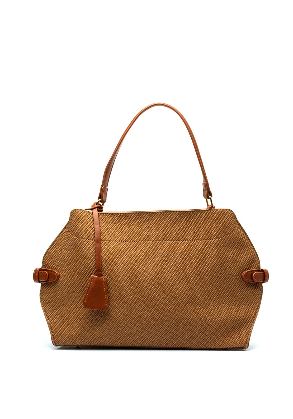 Zen Collection Tweed Textile Medium Shoulder Bag, Tan - McElhinneys