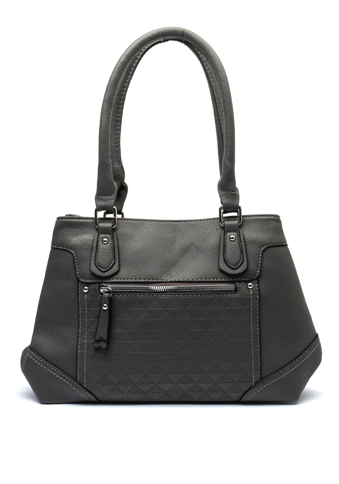 Zen Collection Medium Geo Zip Shoulder Bag, Grey - McElhinneys