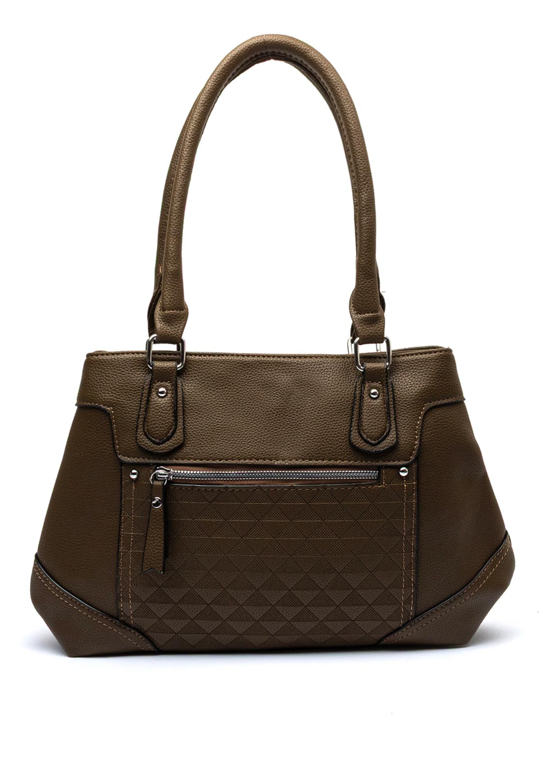 Zen Collection Medium Geo Zip Shoulder Bag, Brown - McElhinneys