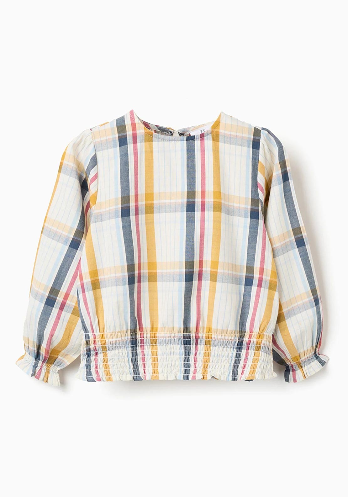 Zippy Girls Check Long Sleeve Blouse, White Multi - McElhinneys