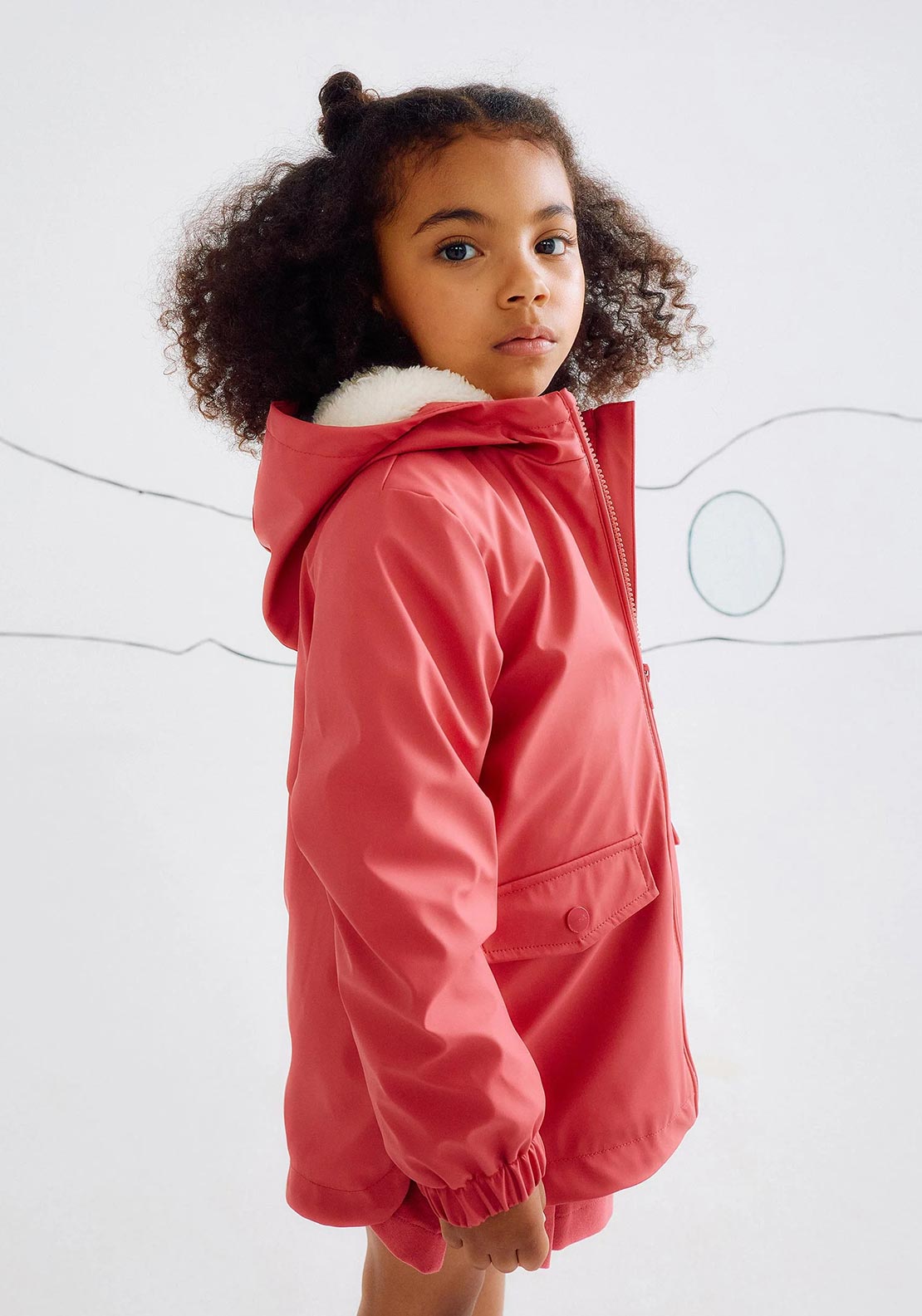 Zippy Girls Collar Sherpa Lined Raincoat, Pink - McElhinneys