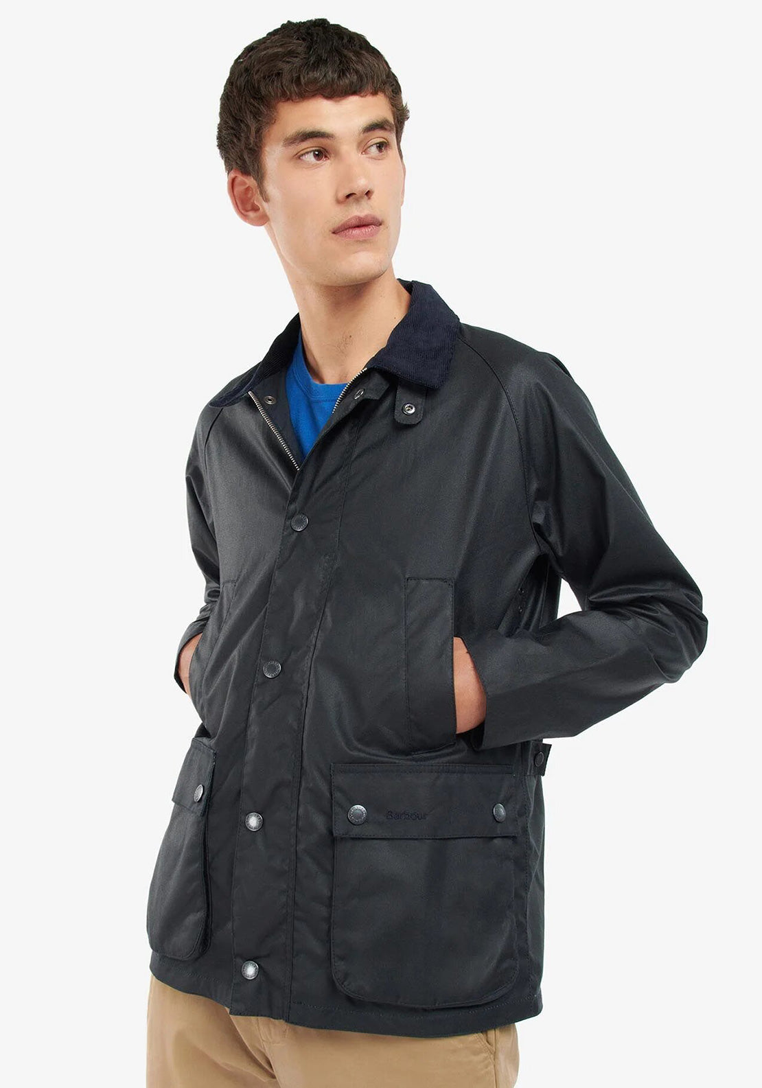 Barbour Ambleton Waxed Jacket, Navy - McElhinneys