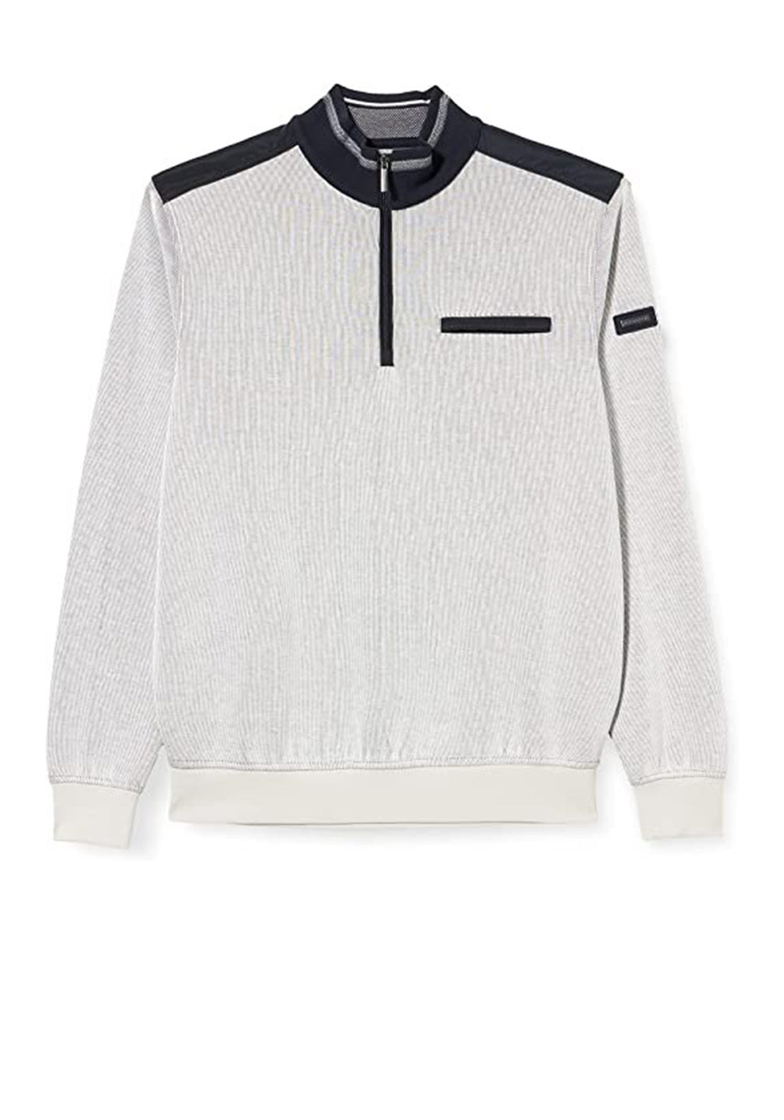 Bugatti Troyer Half Zip Sweatshirt, Ecru & Navy - McElhinneys