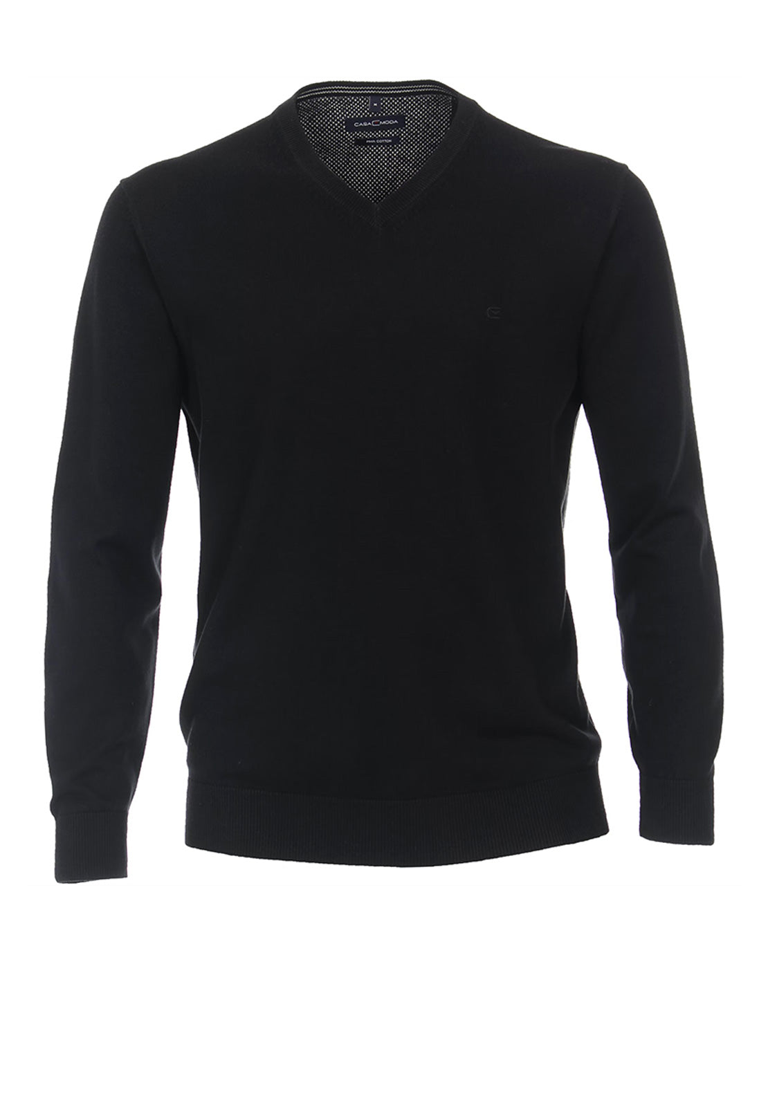 Casa Moda Pima Cotton V-Neck Sweater, Black - McElhinneys