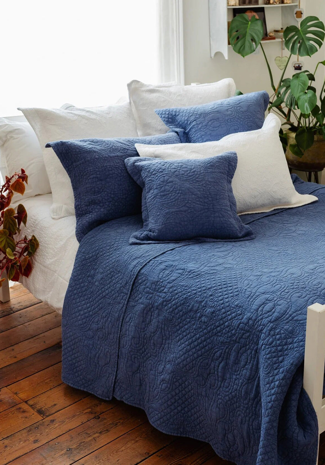 Forever England Stonewash Cotton Bedspread, Lapis Blue - McElhinneys