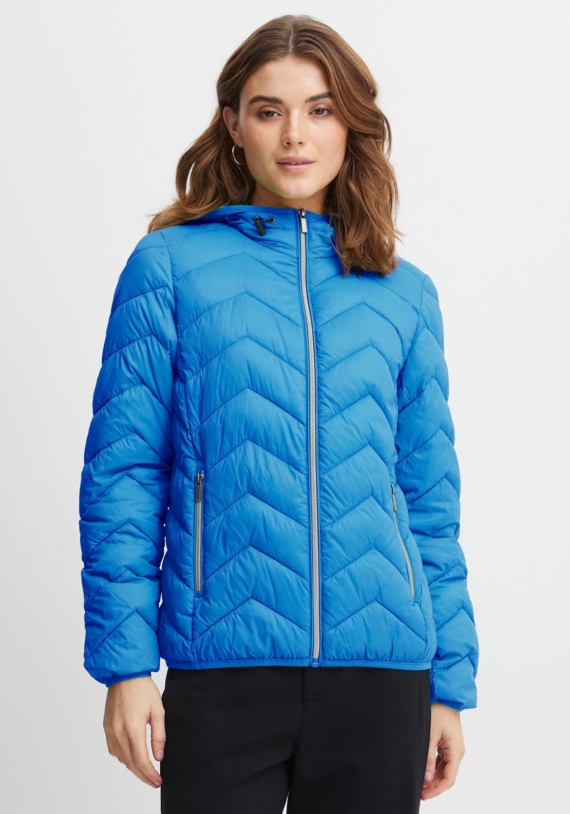 Fransa Outdoors Quilted Short Jacket, Azure Blue - McElhinneys