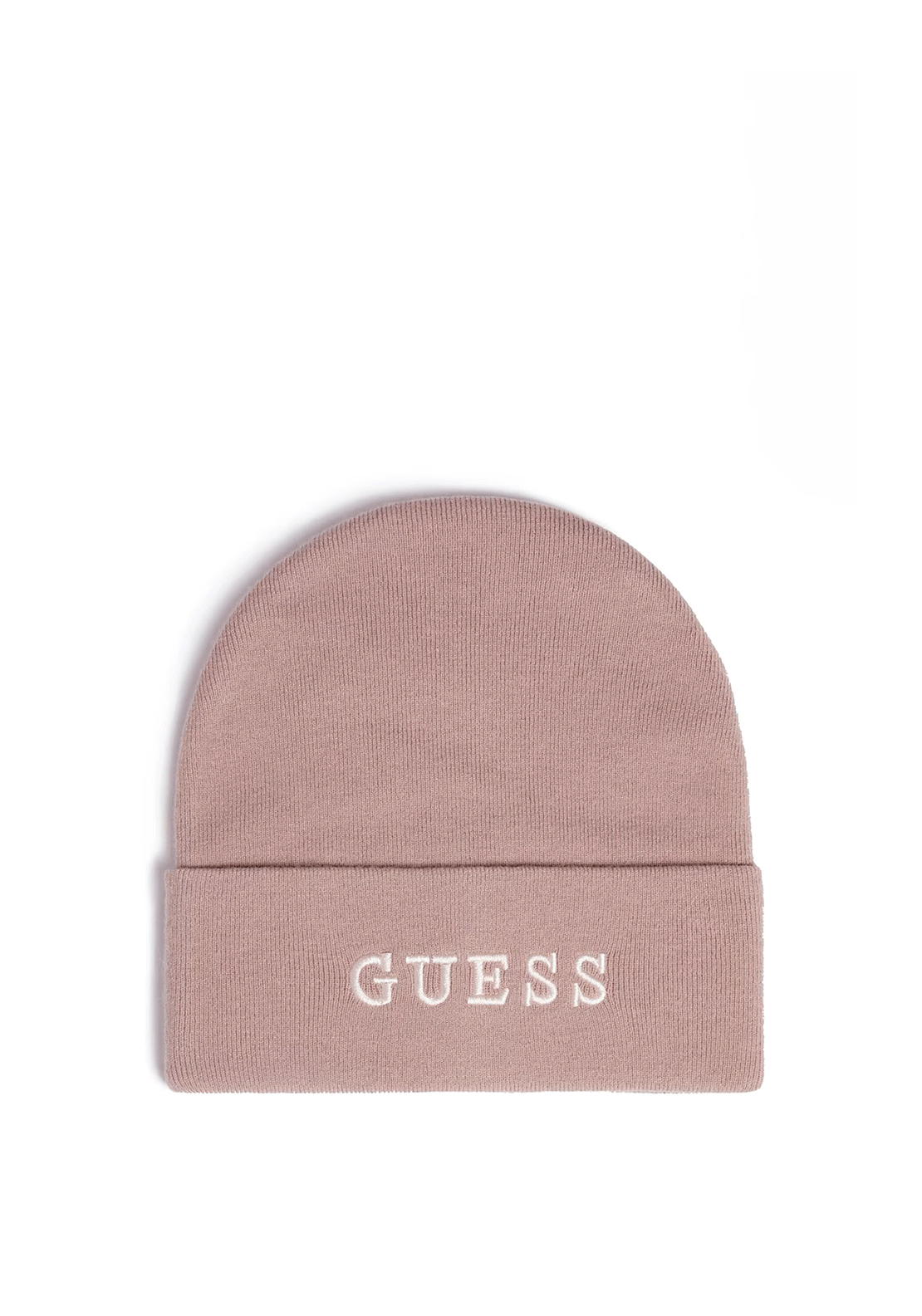 Guess Embroidered Logo Beanie, Taupe - McElhinneys