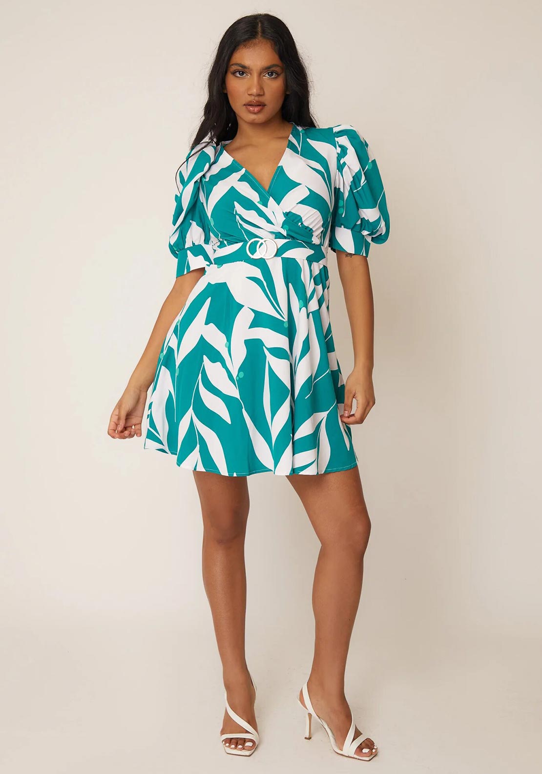 Girl in Mind Elise Mini Dress, Green & White - McElhinneys