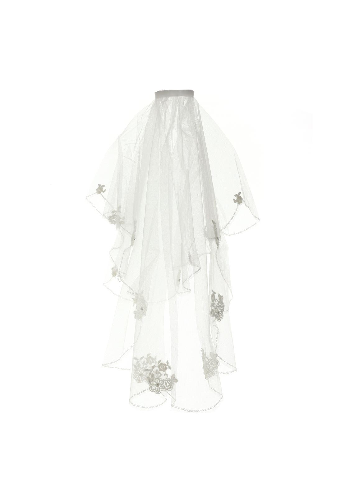 Little People Lace Trim Communion Veil, White - McElhinneys