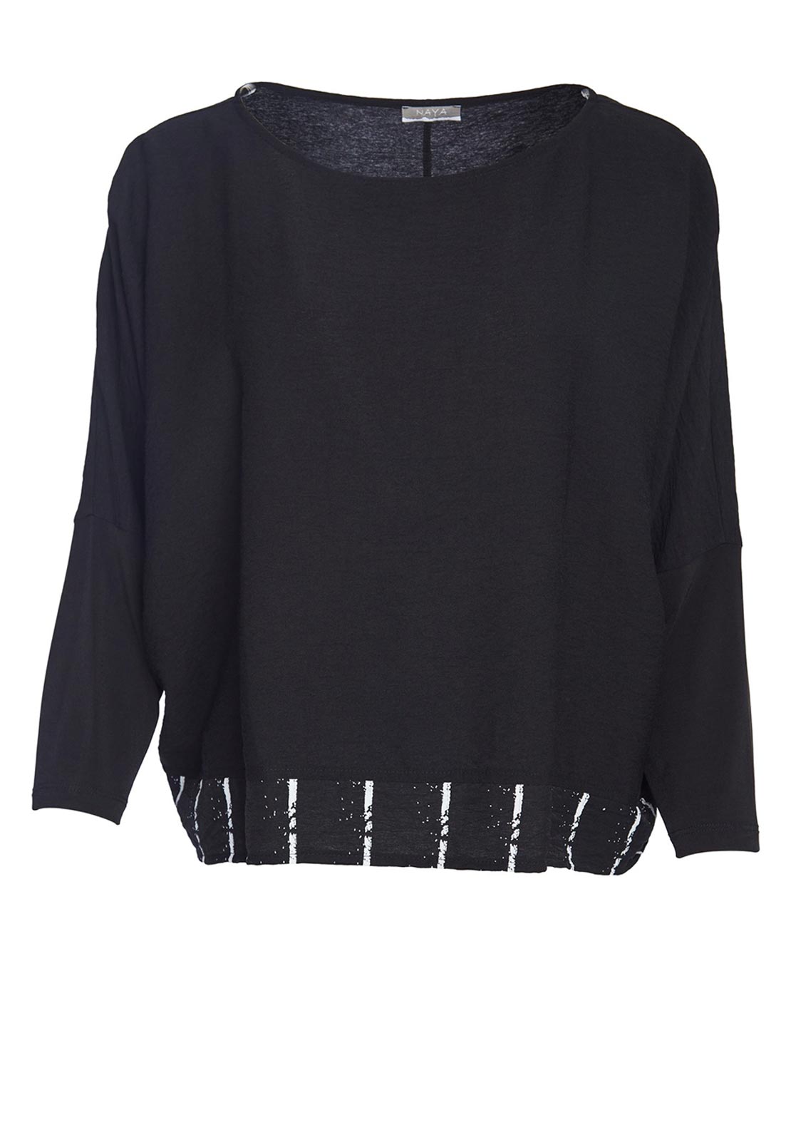 Naya Striped Hem Top, Black - McElhinneys