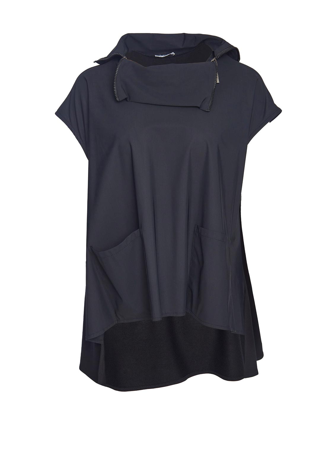 Naya Zipped Cowl Neck Top, Navy - McElhinneys