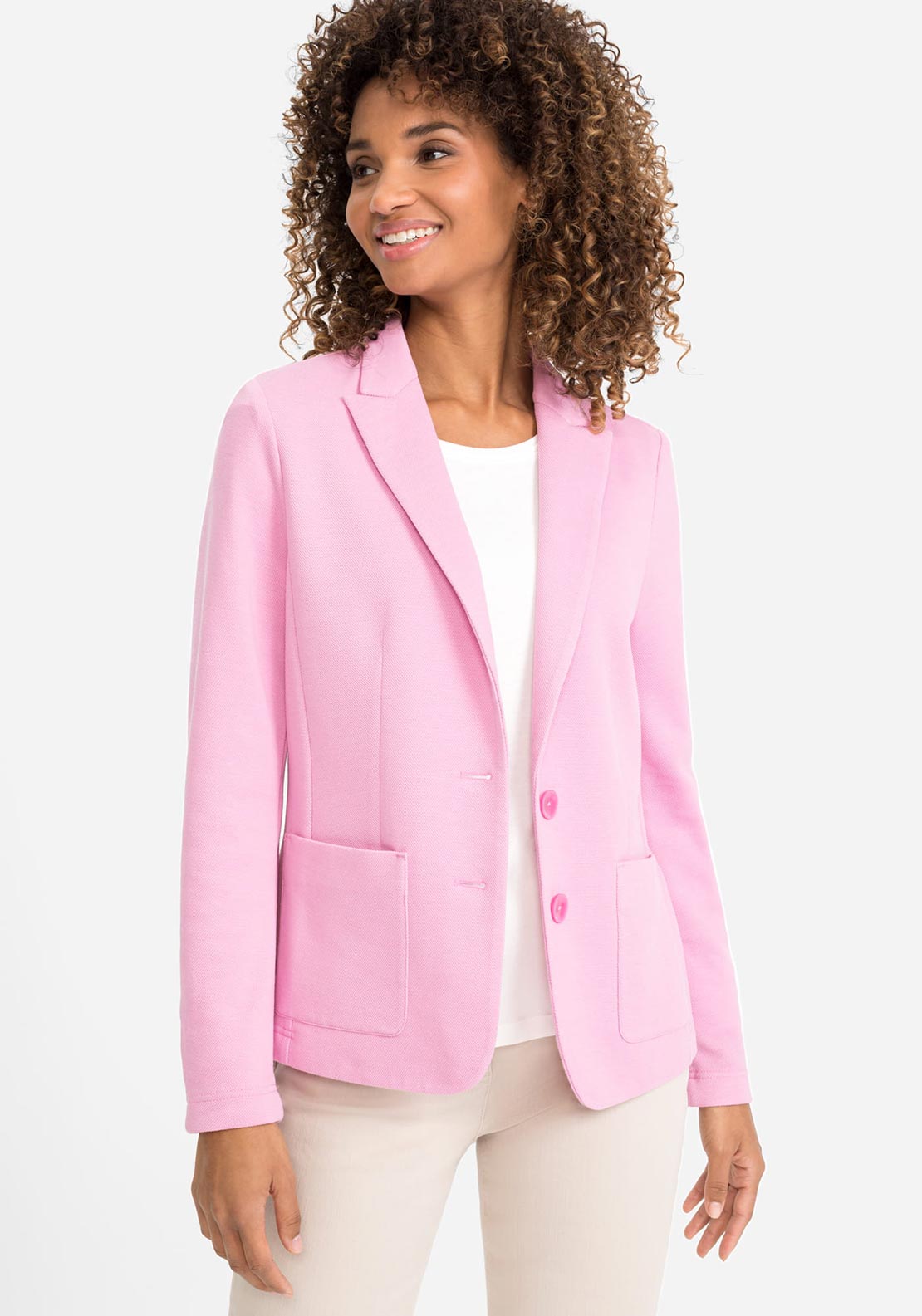 Olsen Single Breasted Jersey Blazer, Blossom Pink - McElhinneys