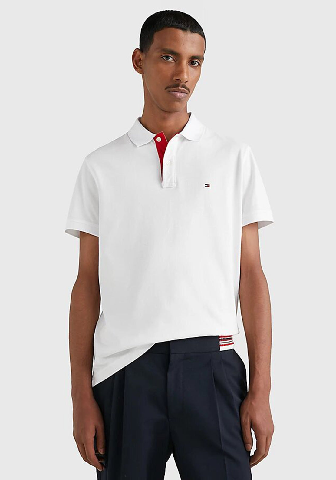 Tommy Hilfiger Contrast Placket Polo Shirt, White - McElhinneys