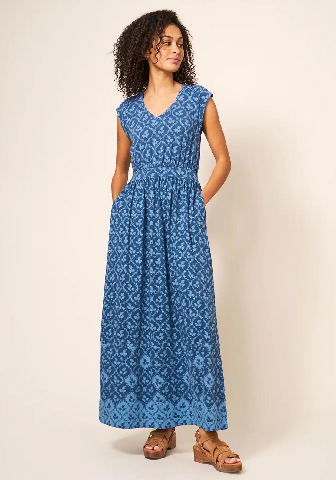 White Stuff Darcie Print Maxi Dress, Blue - McElhinneys
