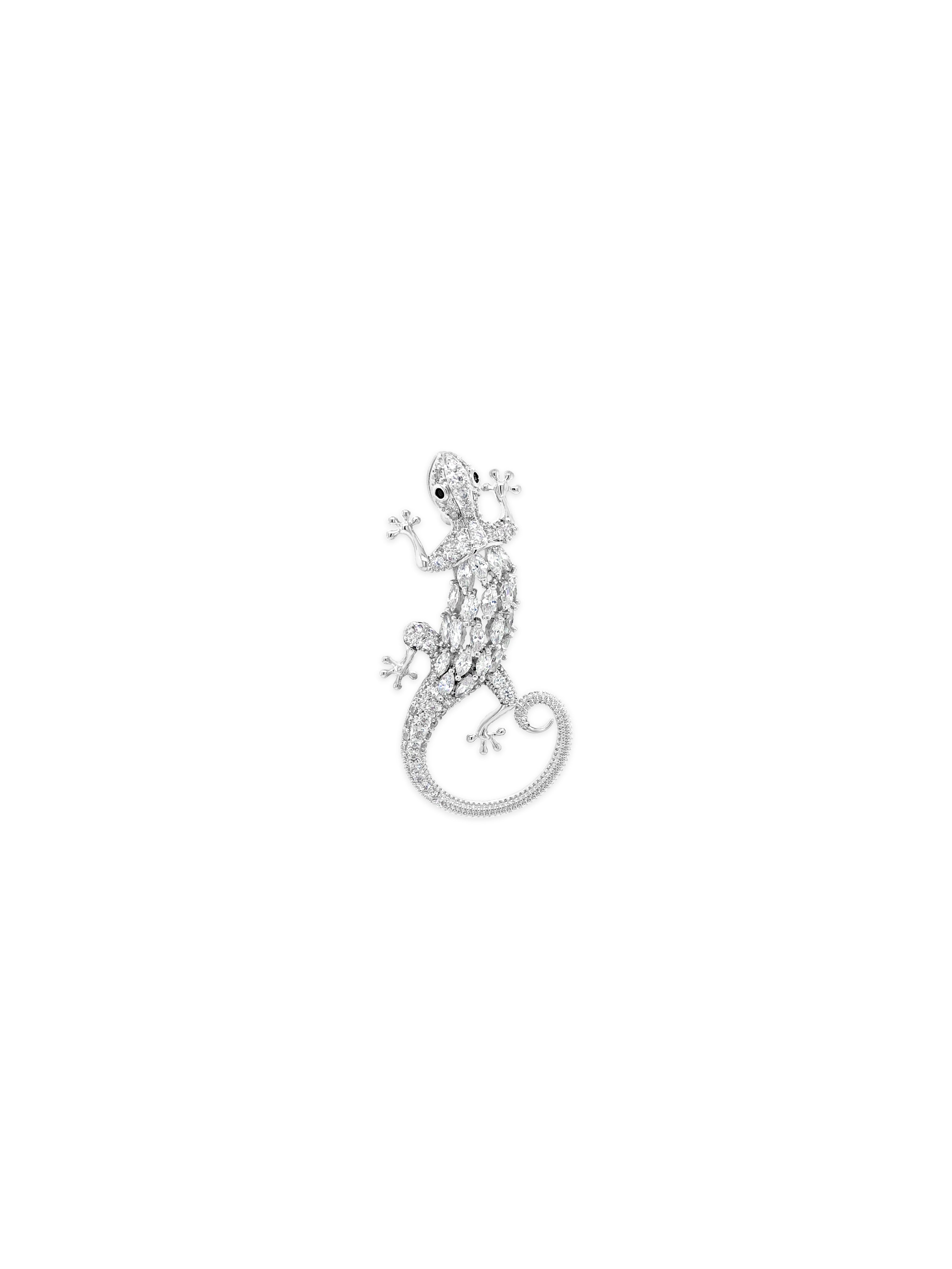 Absolute Lizard Crystal Brooch, Silver - McElhinneys
