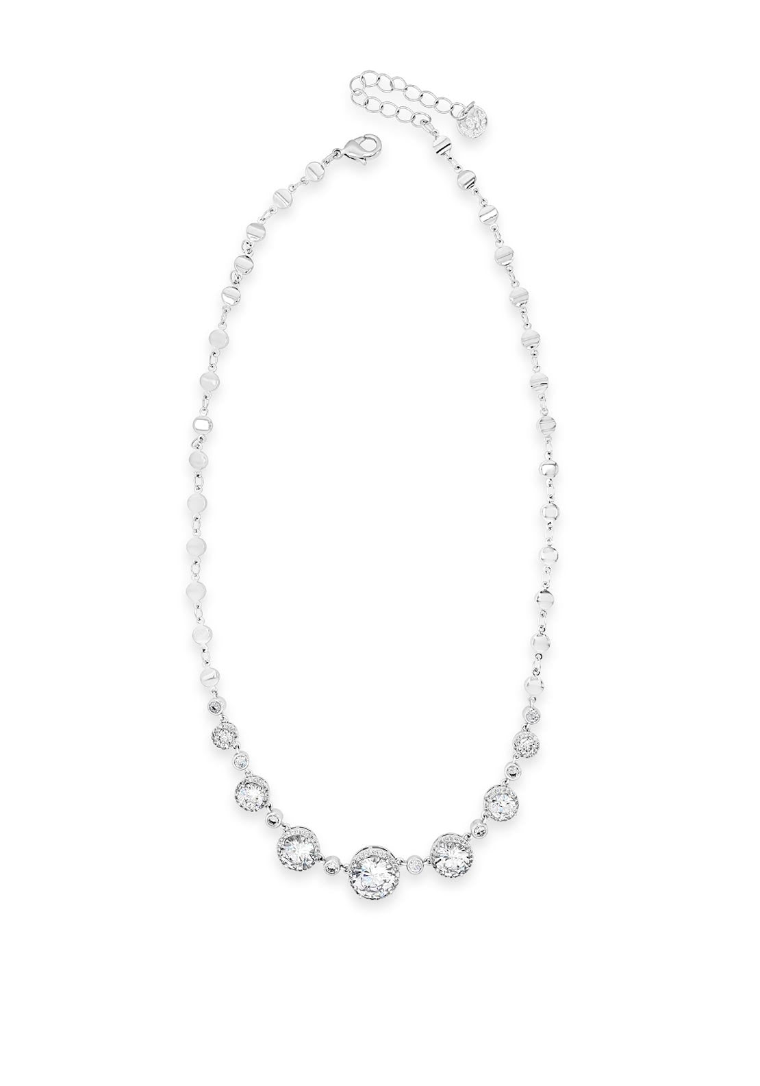 Absolute Silver Circular Diamante Cluster Necklace, N2055SL - McElhinneys