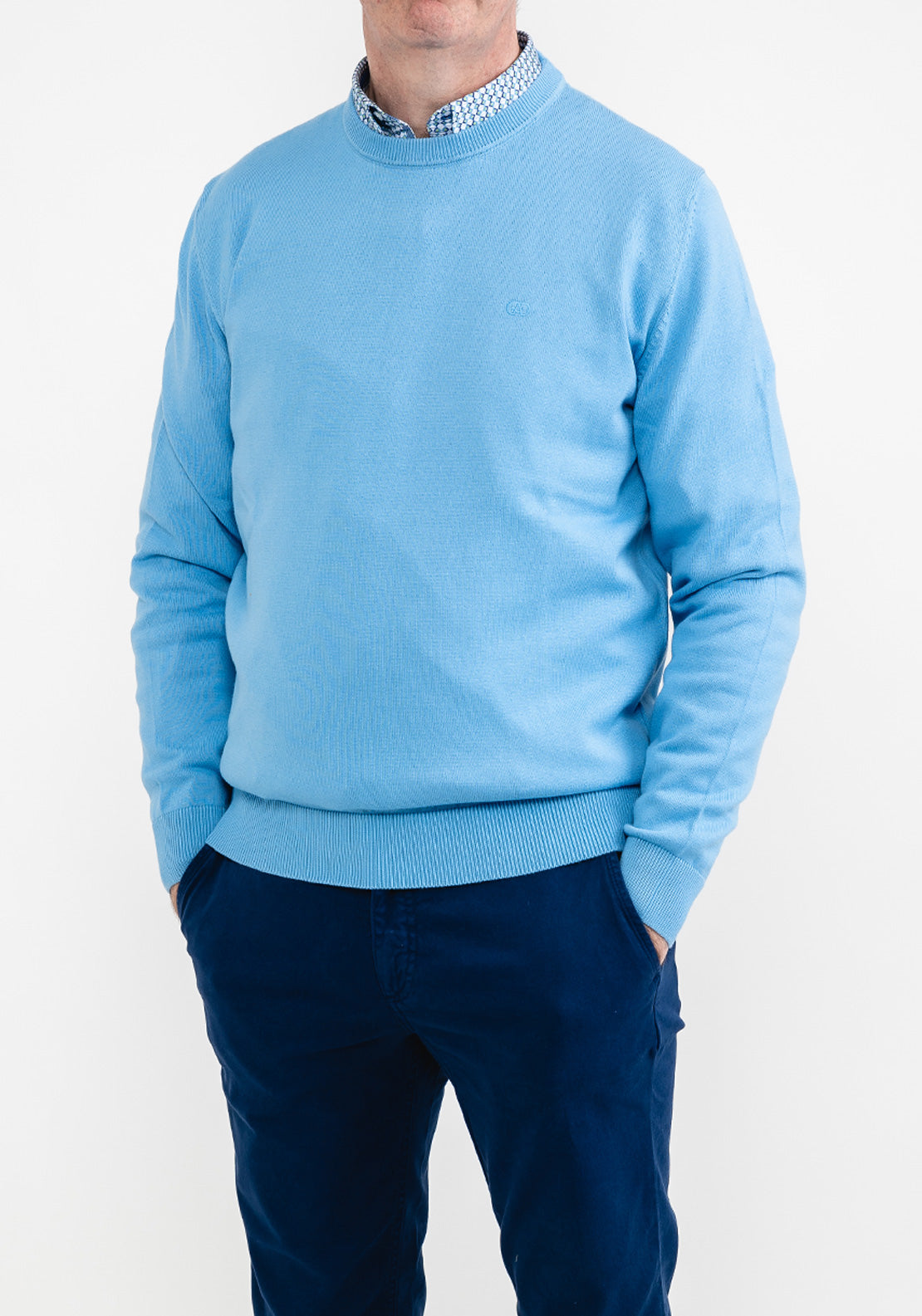 Andre Barna Crew Neck Sweater, Blue - McElhinneys