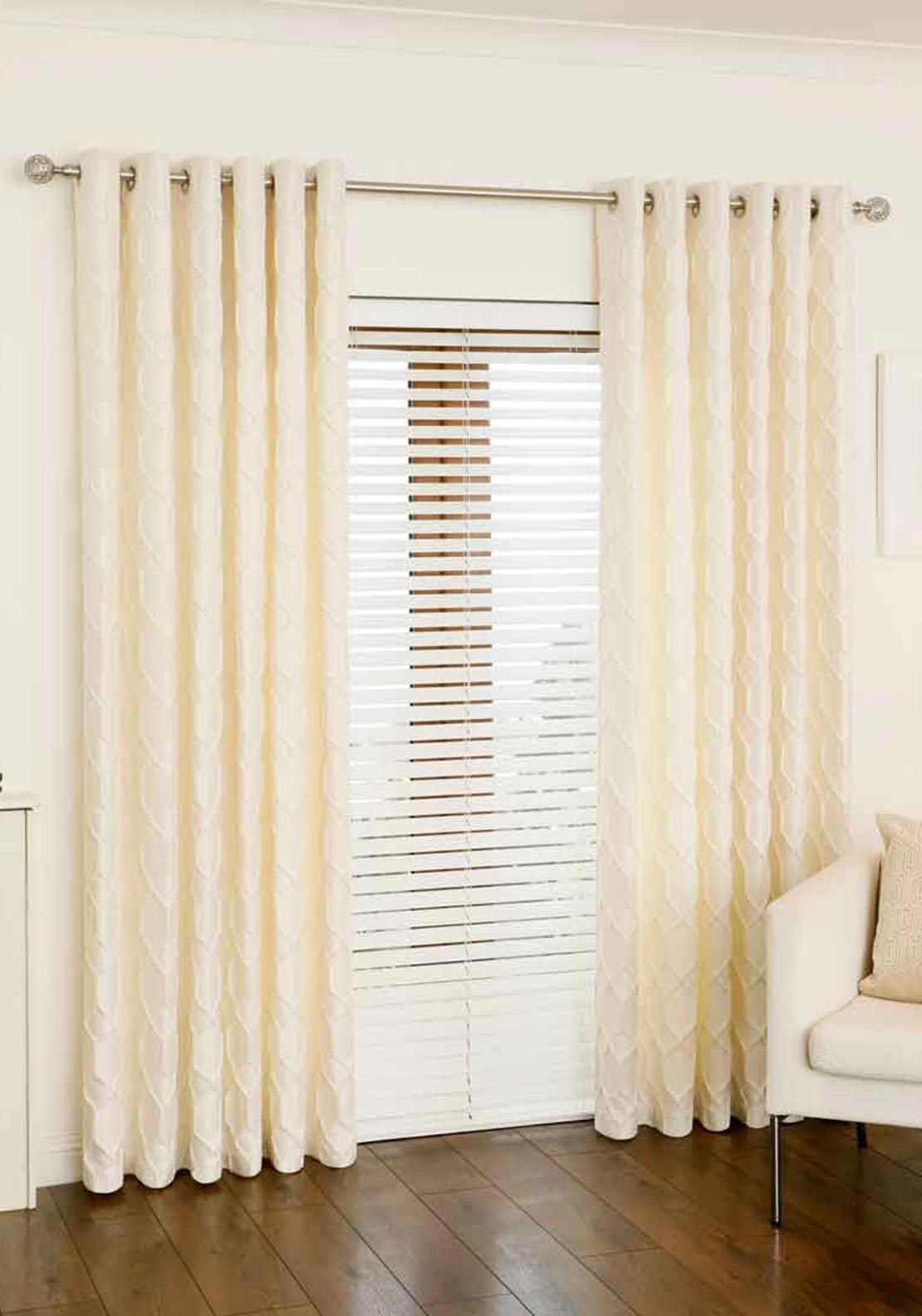 Aura Camara Luxury Eyelet Curtains, Oyster - McElhinneys