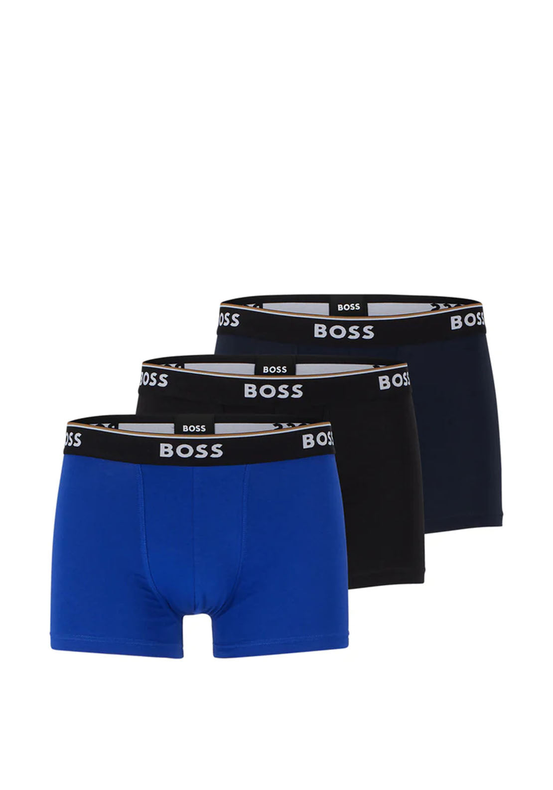 Hugo Boss 3 Pack Cotton Stretch Trunks, Navy Multi - McElhinneys