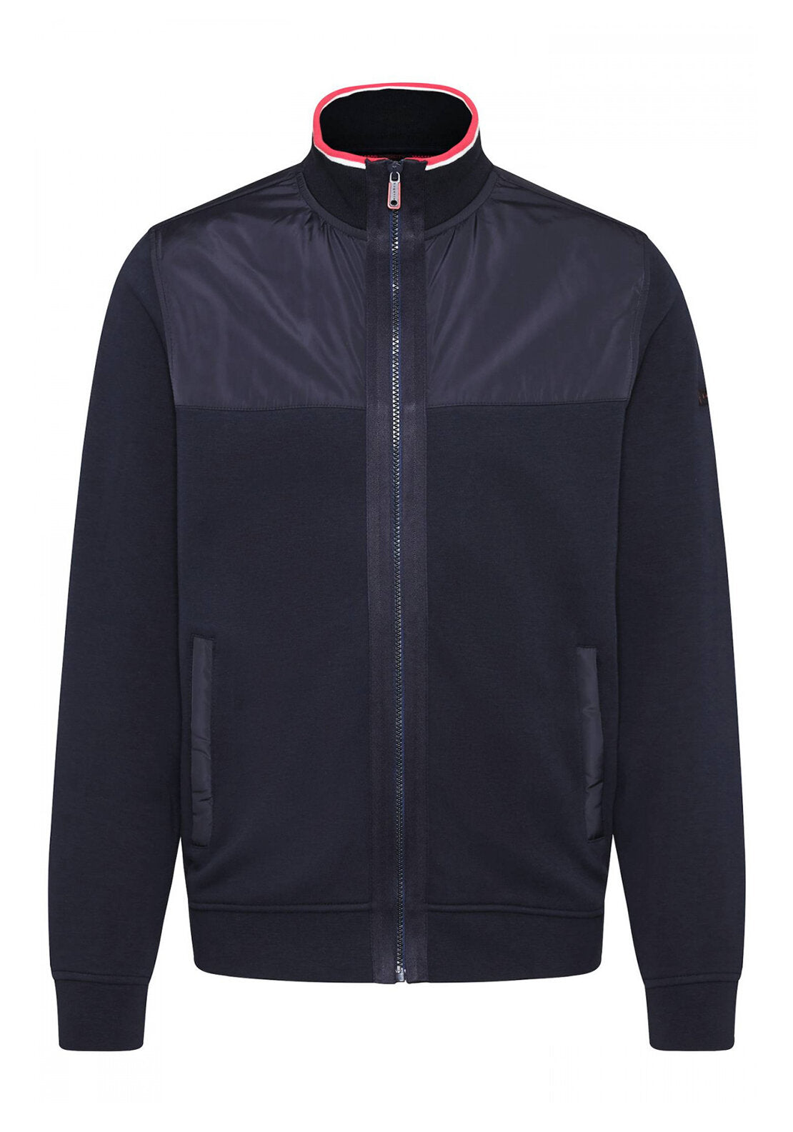 Bugatti Flexcity Full Zip Jersey Contrast Bomber Jacket, Navy - McElhinneys