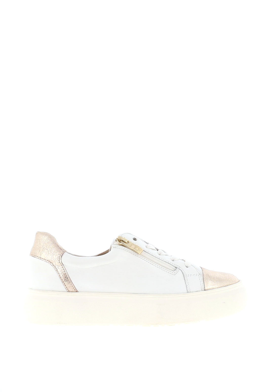 Caprice Leather Metallic Trim Trainers, White - McElhinneys