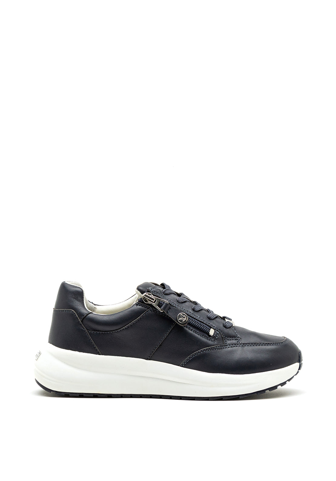 Caprice Leather Zip Trainers, Navy - McElhinneys
