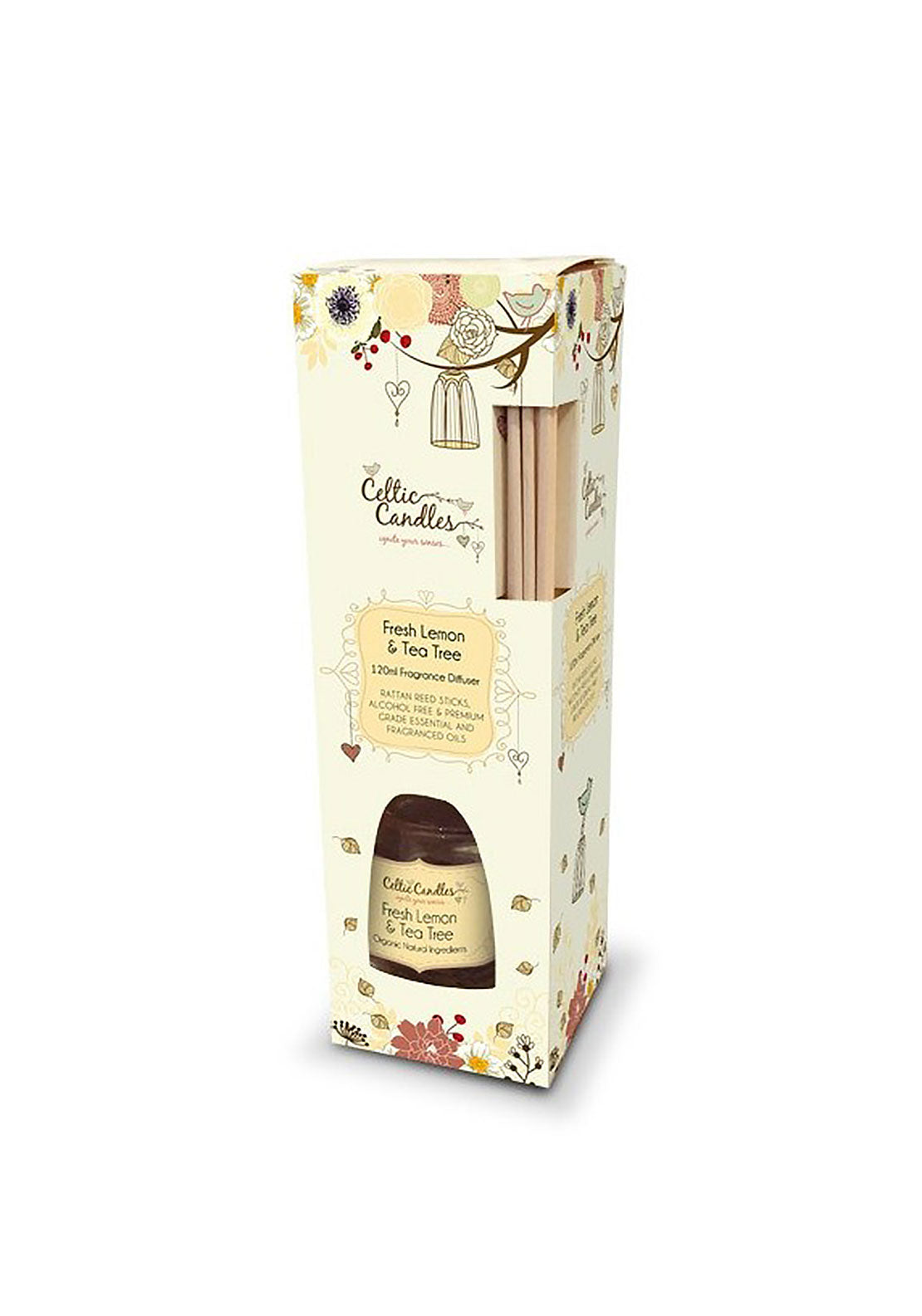Celtic Candles Fresh Lemon & Tea Tree Fragrance Reed Diffuser, 100ml ...