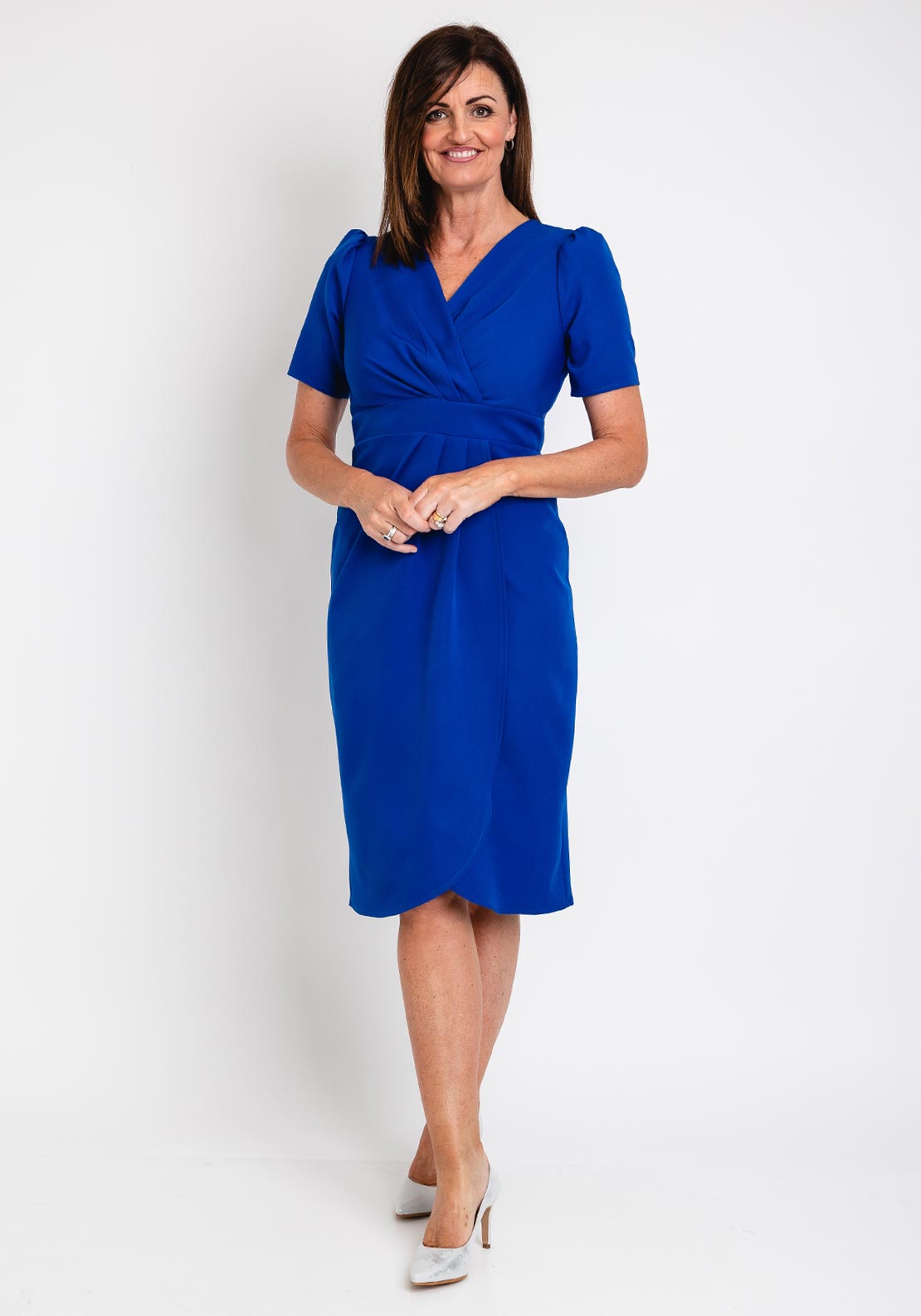 Coco Doll Toya Faux Wrap Midi Dress, Royal Blue - McElhinneys