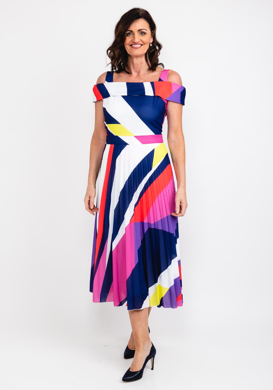 Coco Doll Coreg Pleated Print Maxi Dress, Purple Multi - McElhinneys
