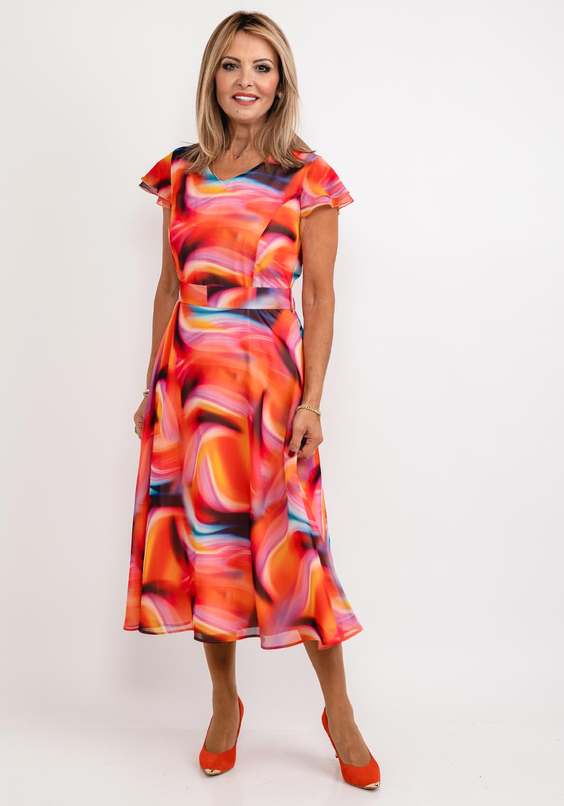 Coco Doll Gilda A Line Midi Dress, Sunrise - McElhinneys