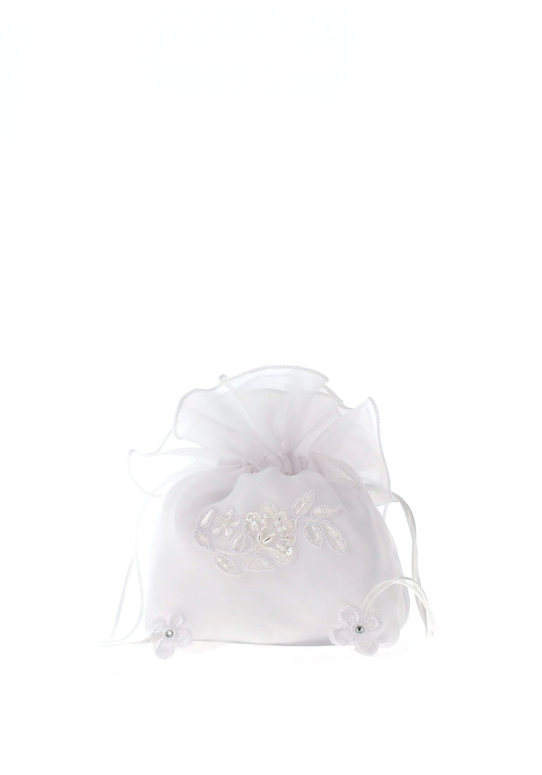 Little People Floral Applique Communion Bag, White - McElhinneys