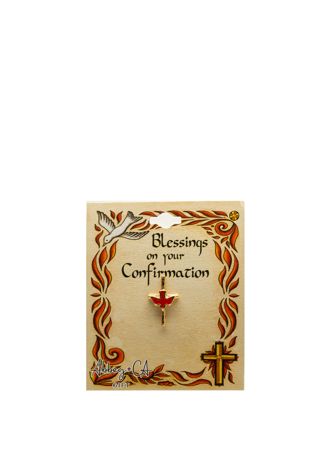 CBC Confirmation Red Dove on Cross Pin, Gold - McElhinneys