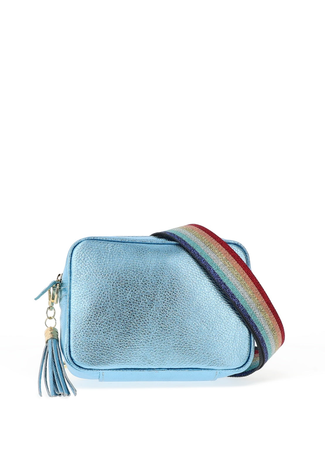 Elie Beaumont Azure Leather Metallic Crossbody Bag, Blue - McElhinneys