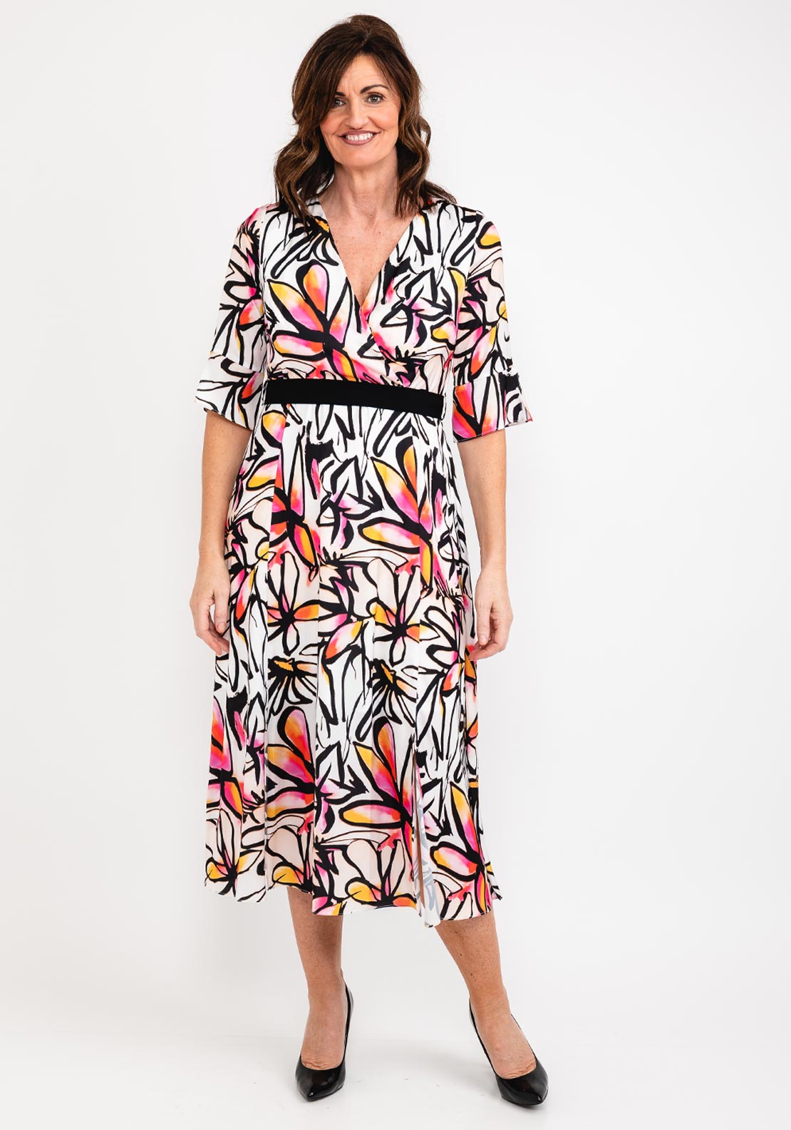 Ella Boo Floral Outline Print Maxi Dress, Multi - McElhinneys