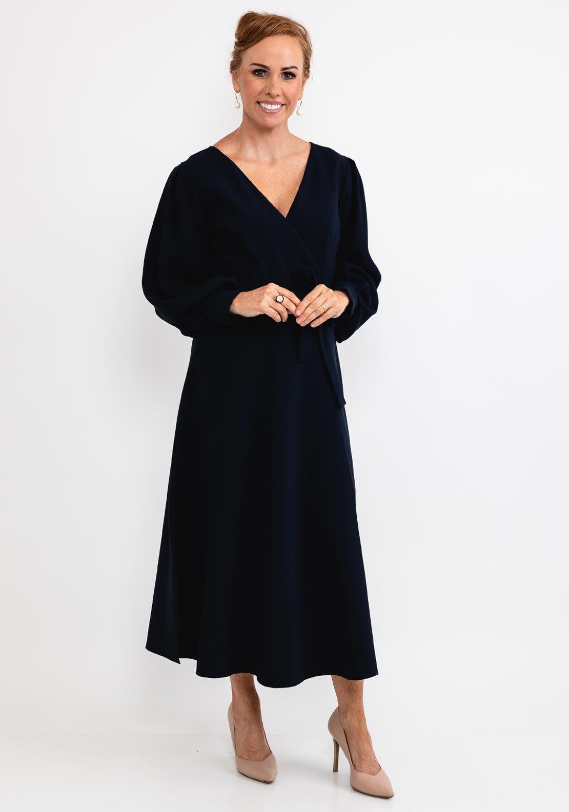 Ella Boo Cut Out Sleeve Maxi Dress, Navy - McElhinneys