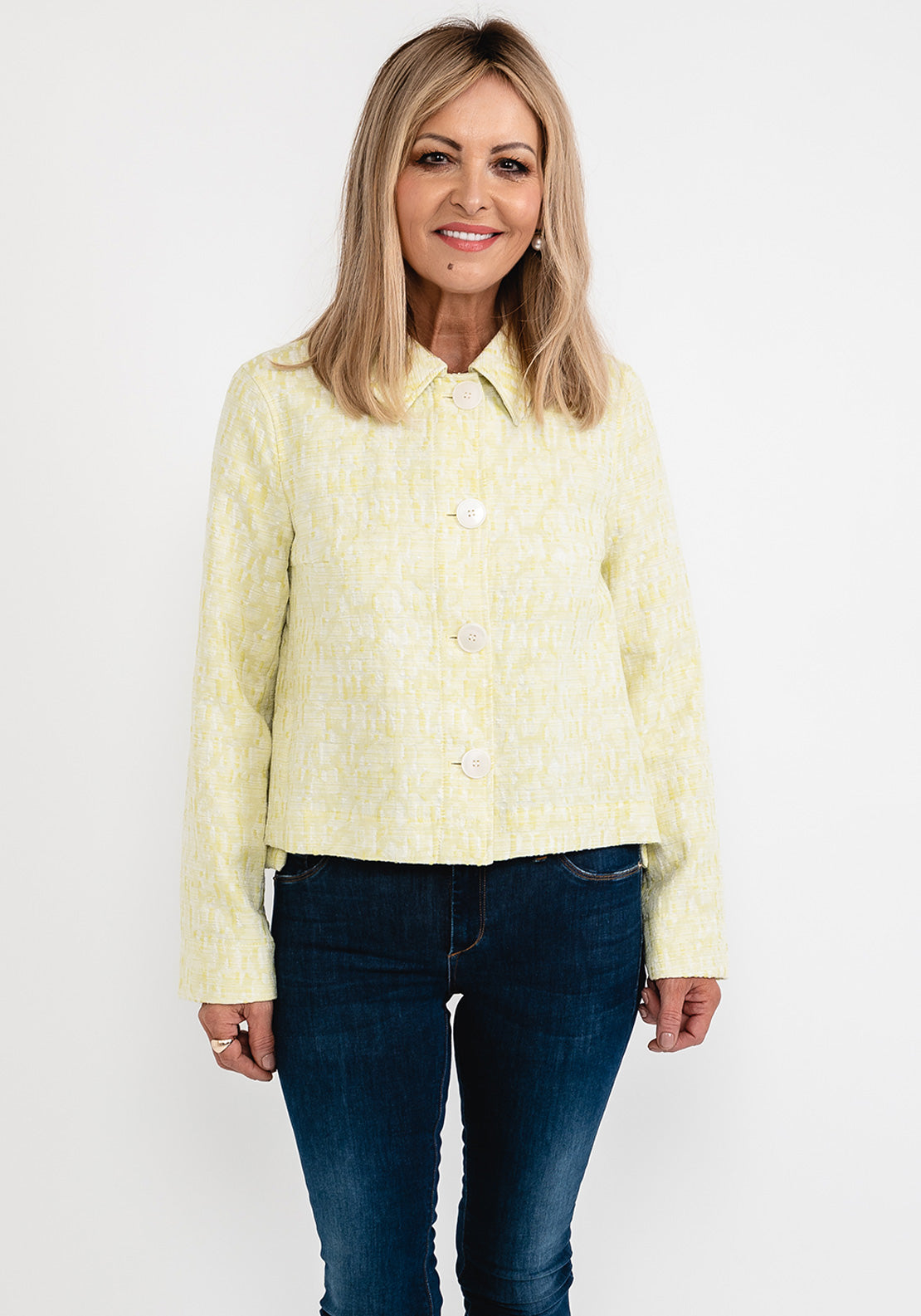 Gerry Weber Jacquard Embroidered Short Jacket, Lime - McElhinneys