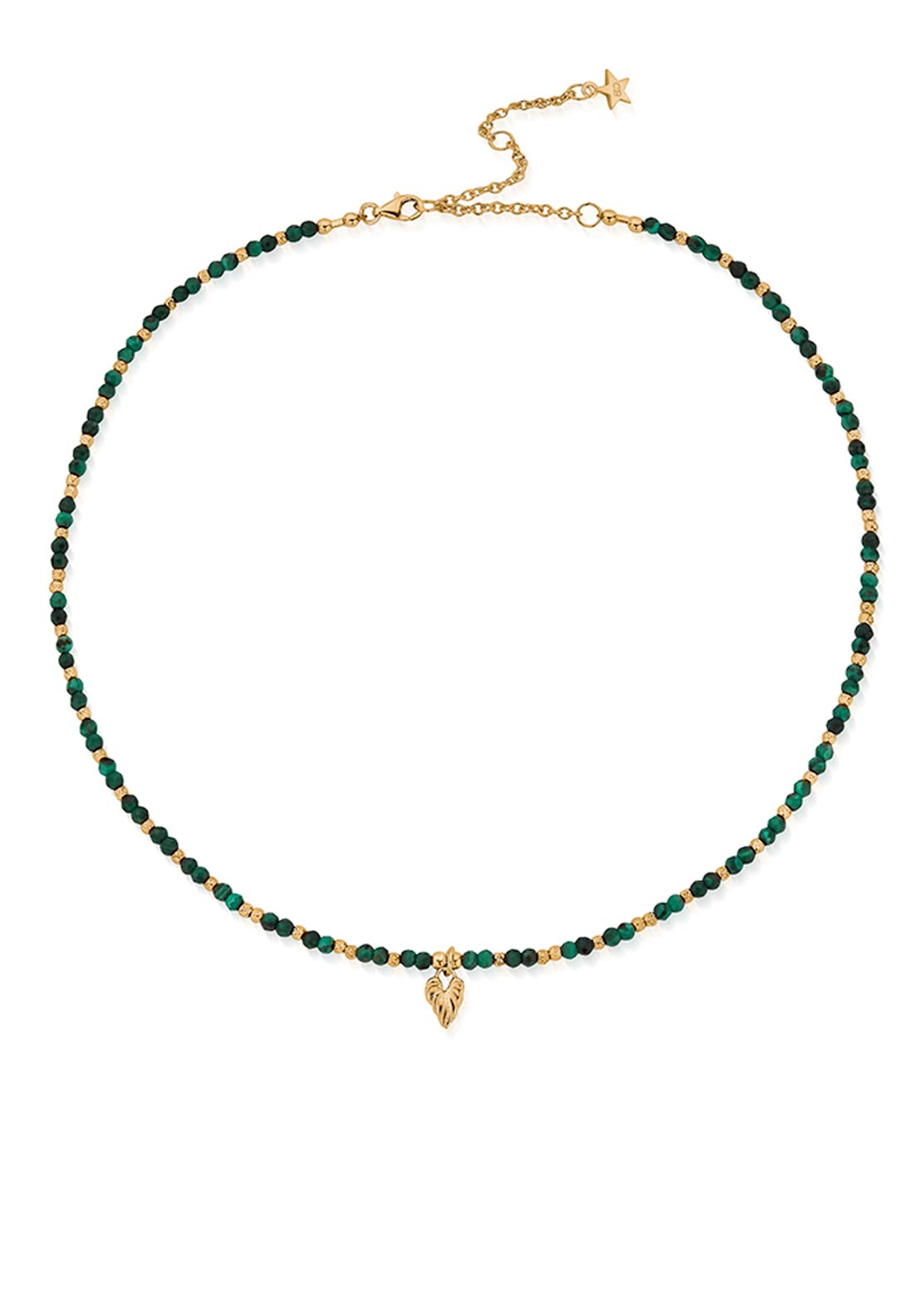 ChloBo Sparkle Leaf Heart Malachite Necklace, Gold - McElhinneys