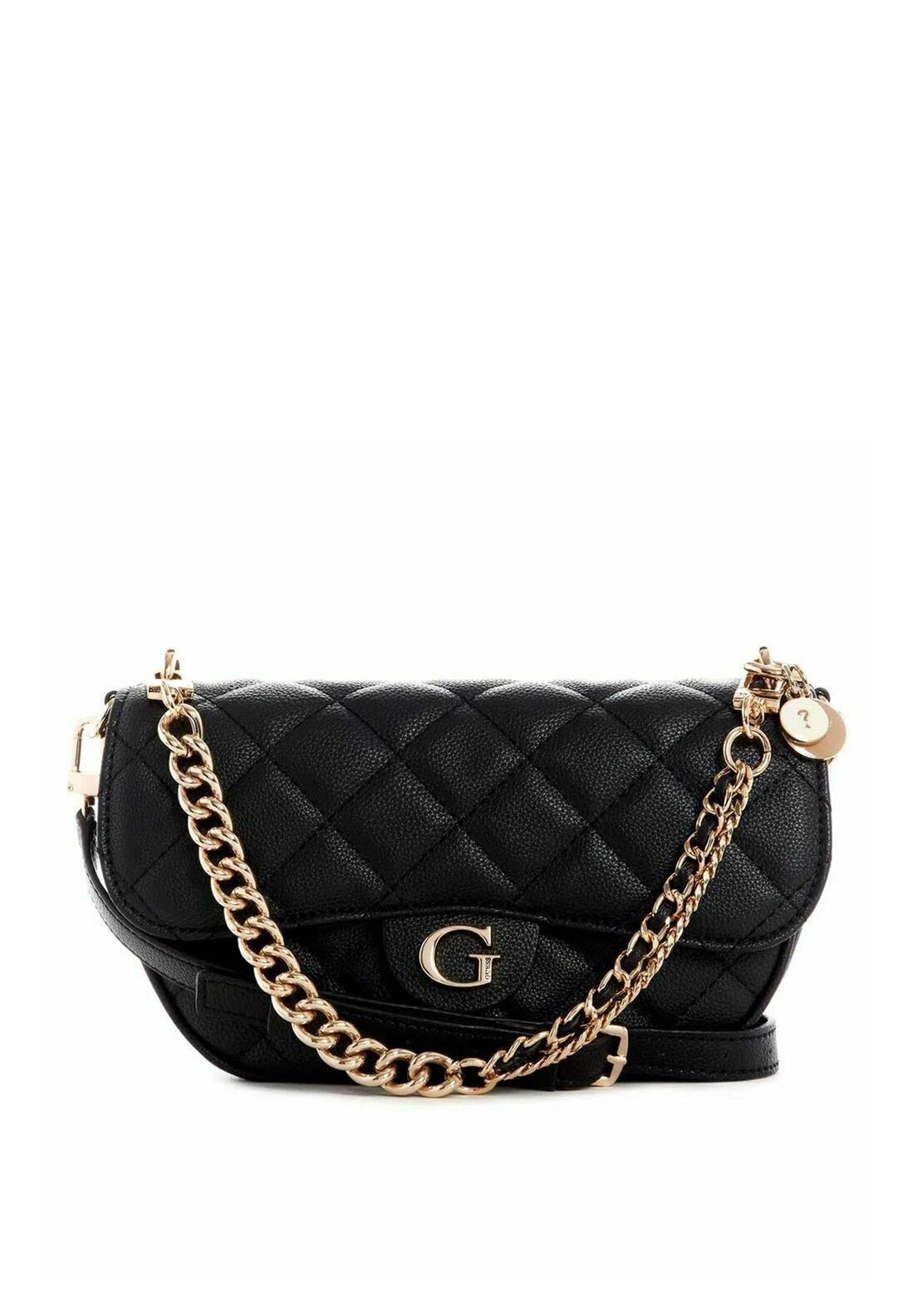 Guess Gillian Quilted Crossbody Bag, Black - McElhinneys