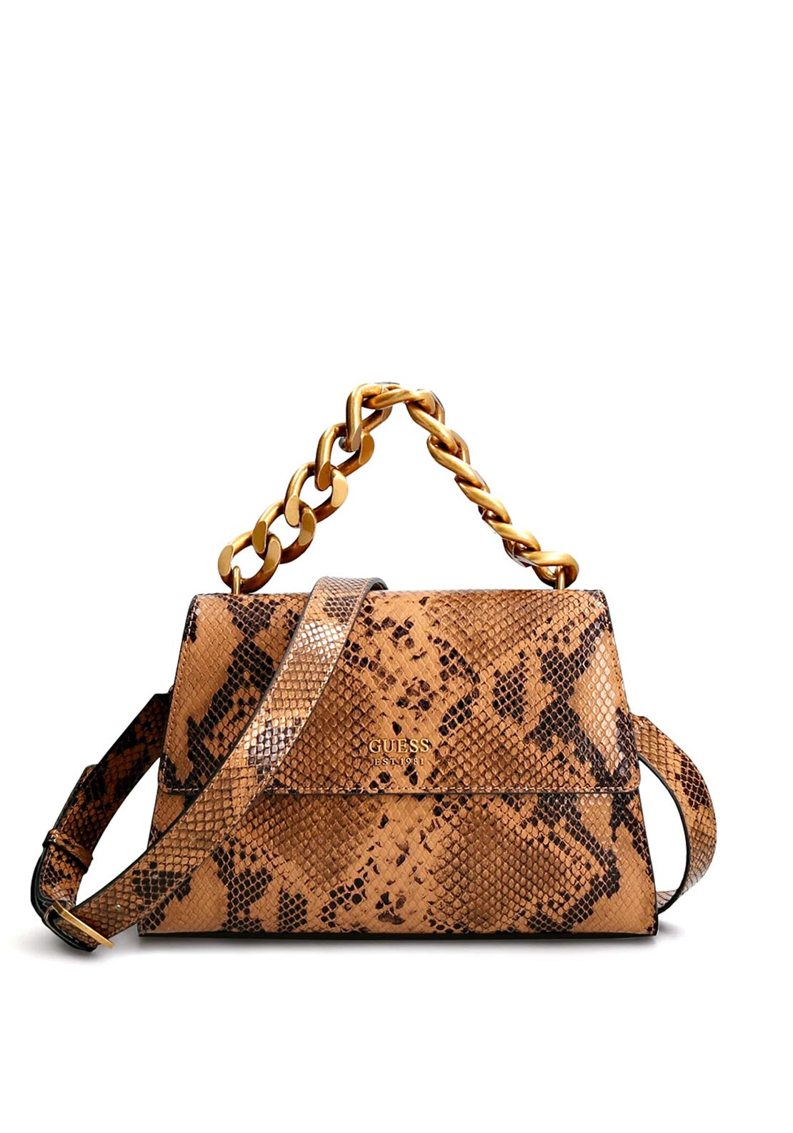 Guess Tullia Python Print Crossbody Bag, Brown - McElhinneys