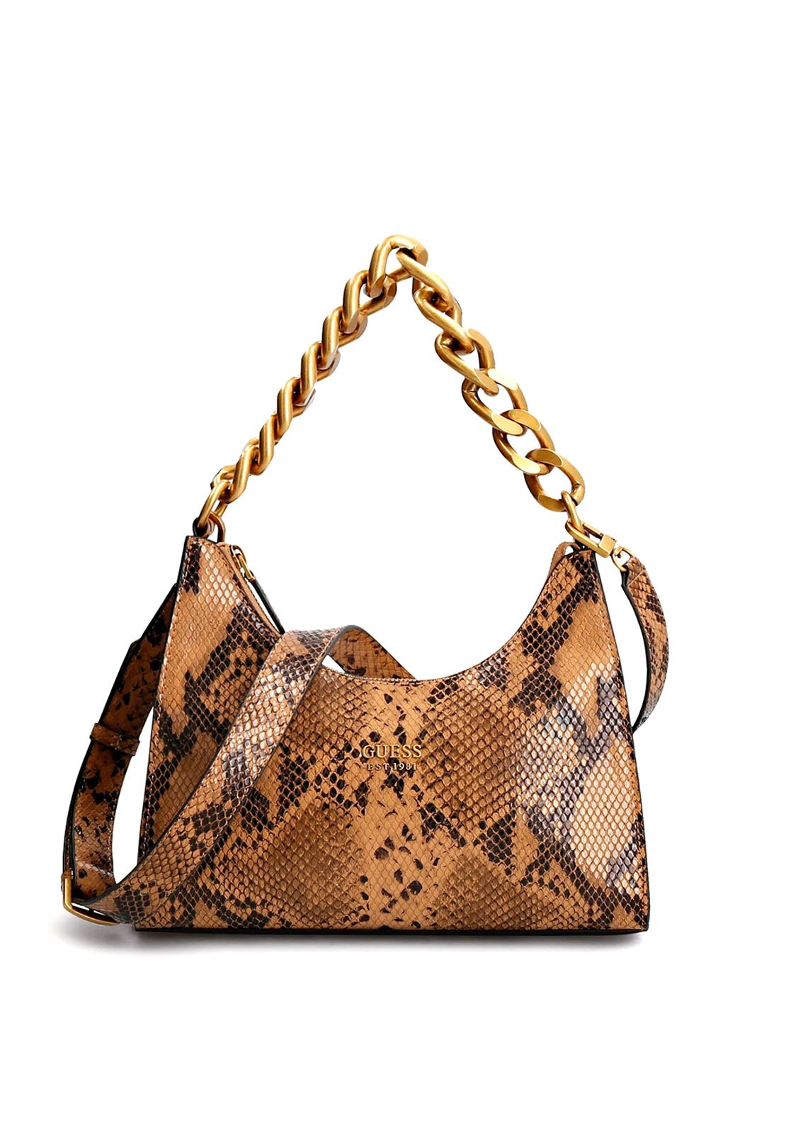 Guess Tullia Python Print Hobo Bag, Brown - McElhinneys