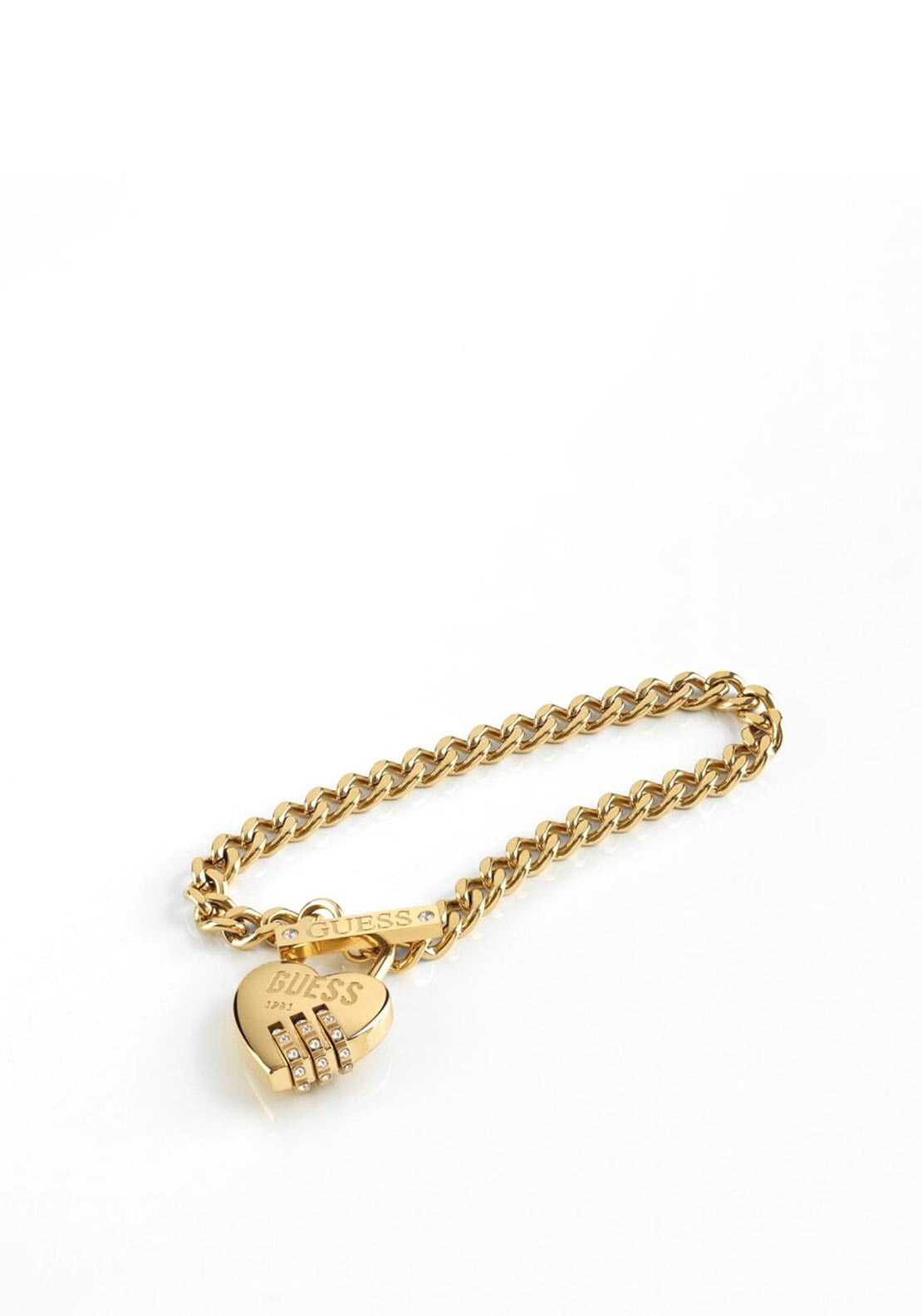 Guess ‘Lock Me Up’ Chain Bracelet, Gold - McElhinneys