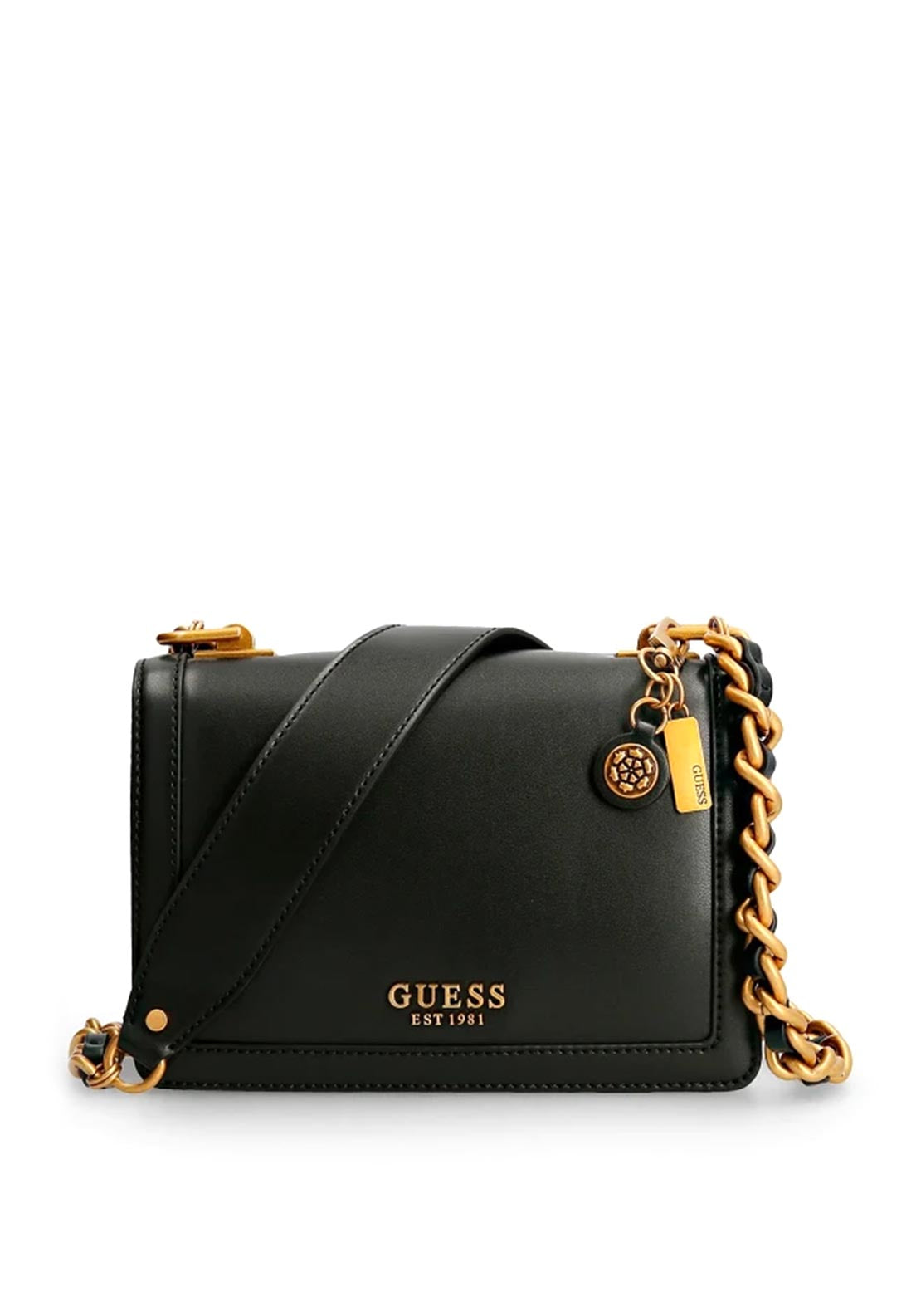 Guess Abey Smooth Finish Crossbody Bag, Black - McElhinneys
