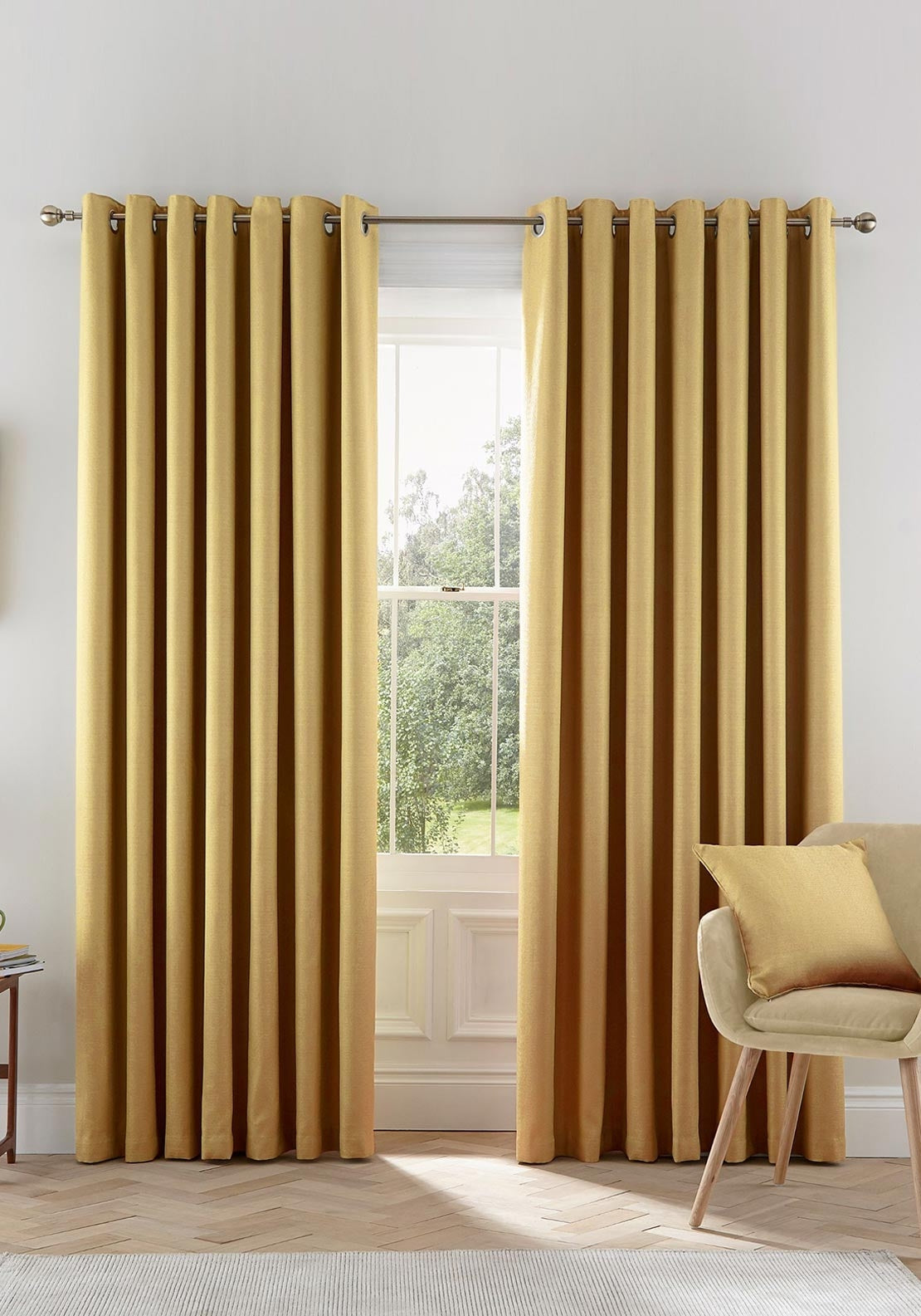 Helena Springfield Eden Lined Eyelet Curtains, Chartreuse - McElhinneys