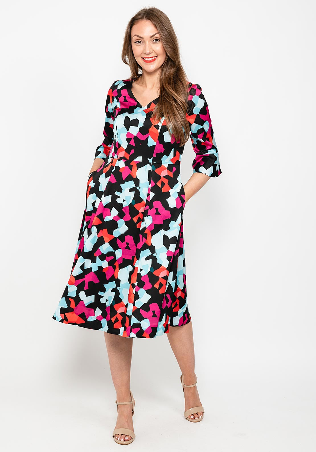 Kate Cooper Geo Print Midi Dress, Multi - McElhinneys