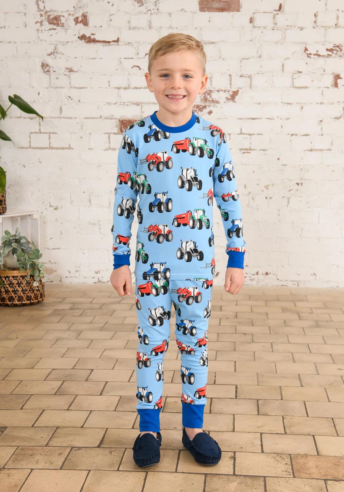 Little Lighthouse Boy Tractor Pyjamas, Blue - McElhinneys