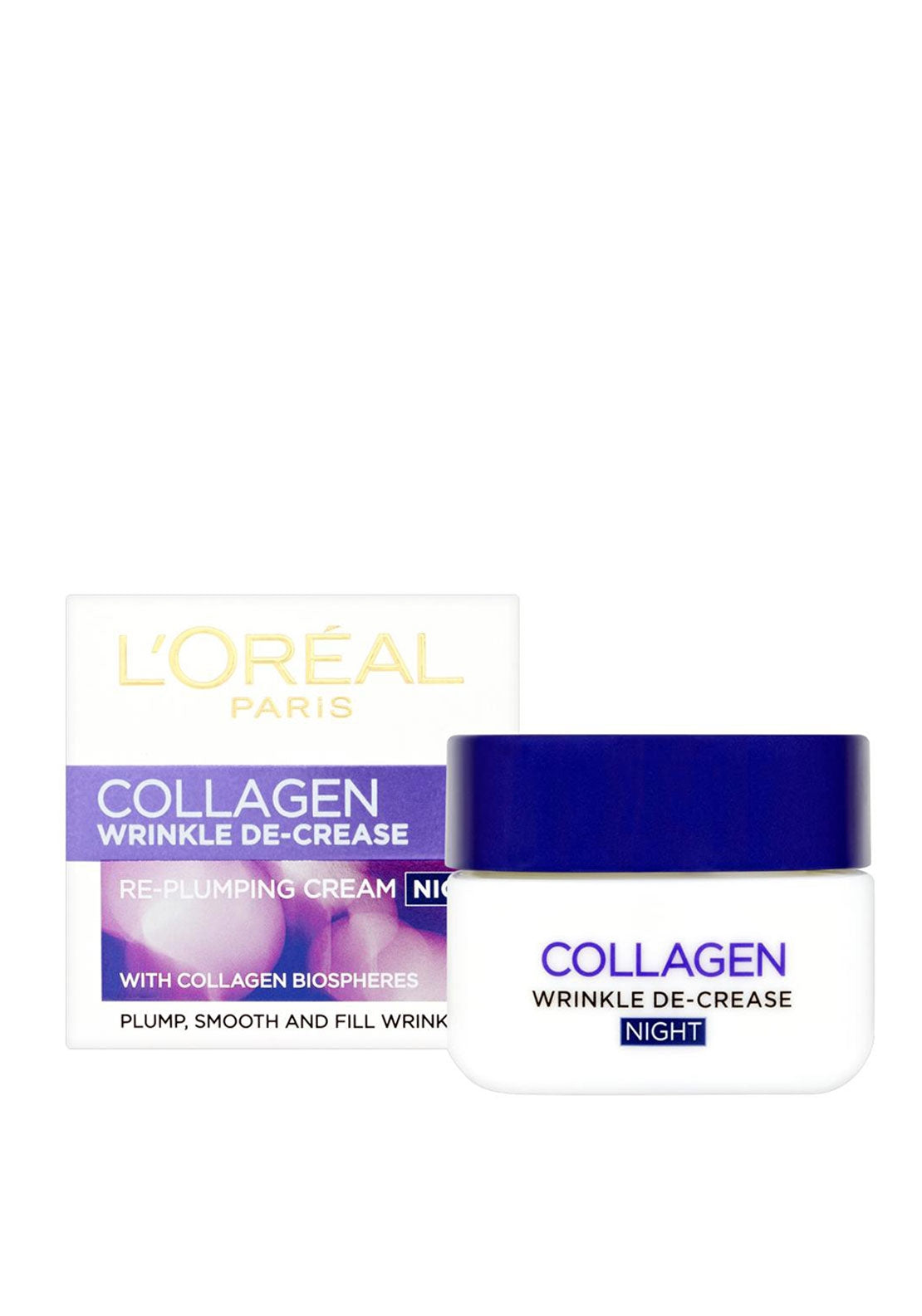 L’Oreal Paris Collagen Wrinkle De-Crease Night Cream 50ml - McElhinneys