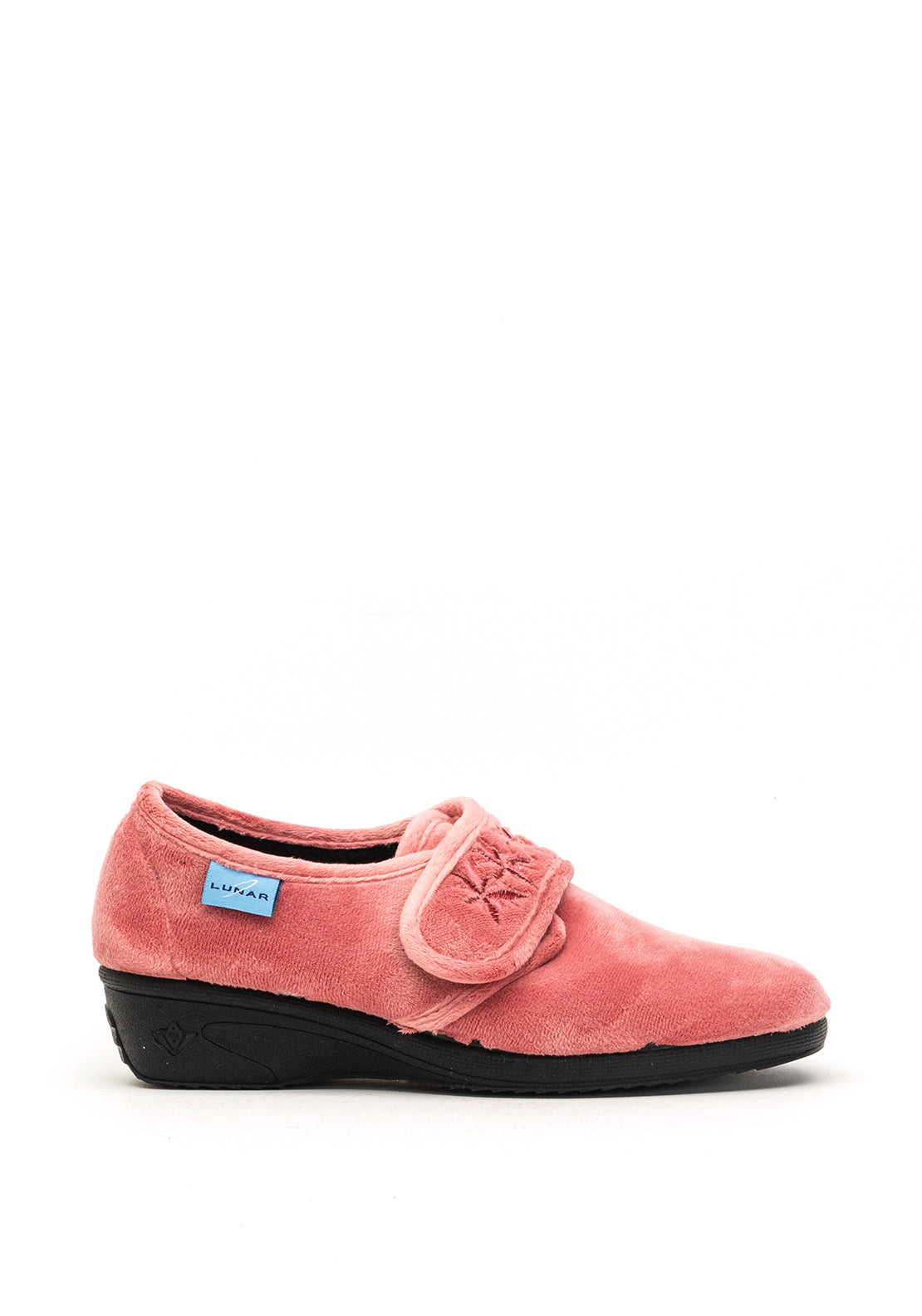 Lunar Velvet Velcro Fastening Slippers, Heather - McElhinneys