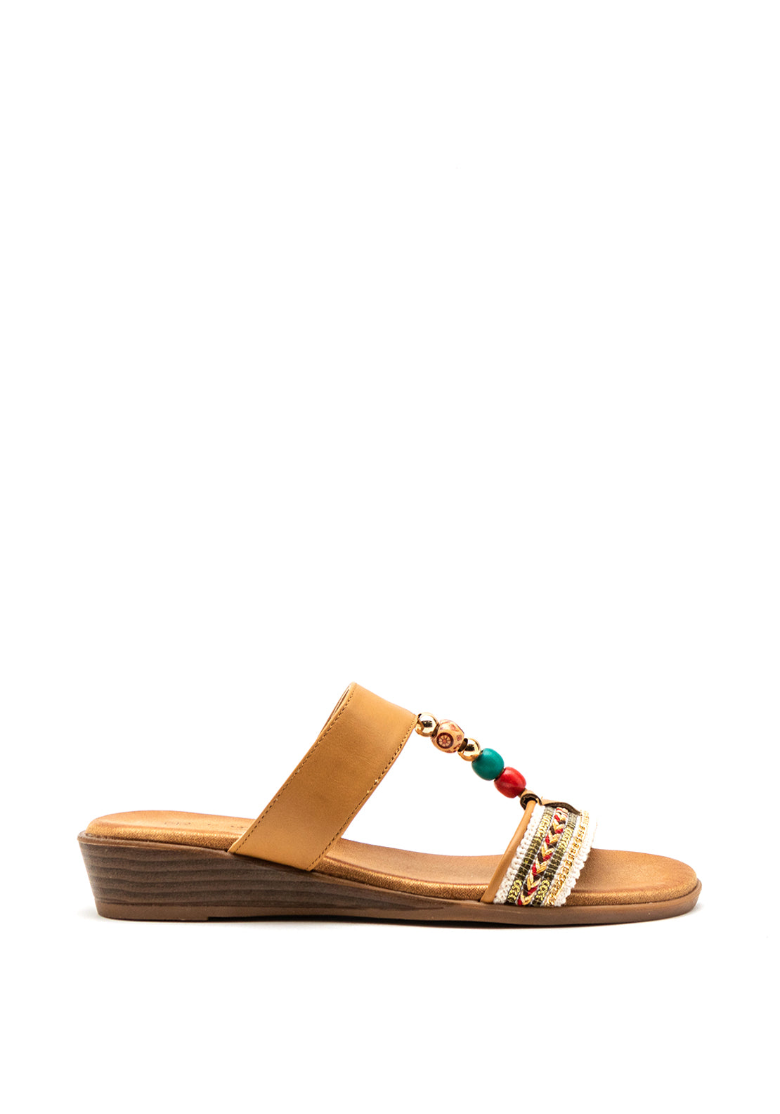 Lunar Ellery Embellished Slip on Sandals, Tan - McElhinneys